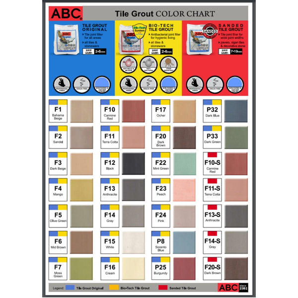 ABC Tile Grout Original 2kg 23 Colors Available Tile Joint Filler