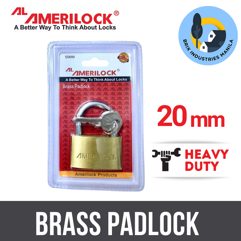 Amerilock Brass Padlock 20mm, 25mm, 30mm, 40mm, 50mm, 60mm Heavy Duty ...