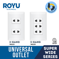 Royu Super Wide Series Universal Outlet Set 2 or 3 Gang WS113 WS115 ...