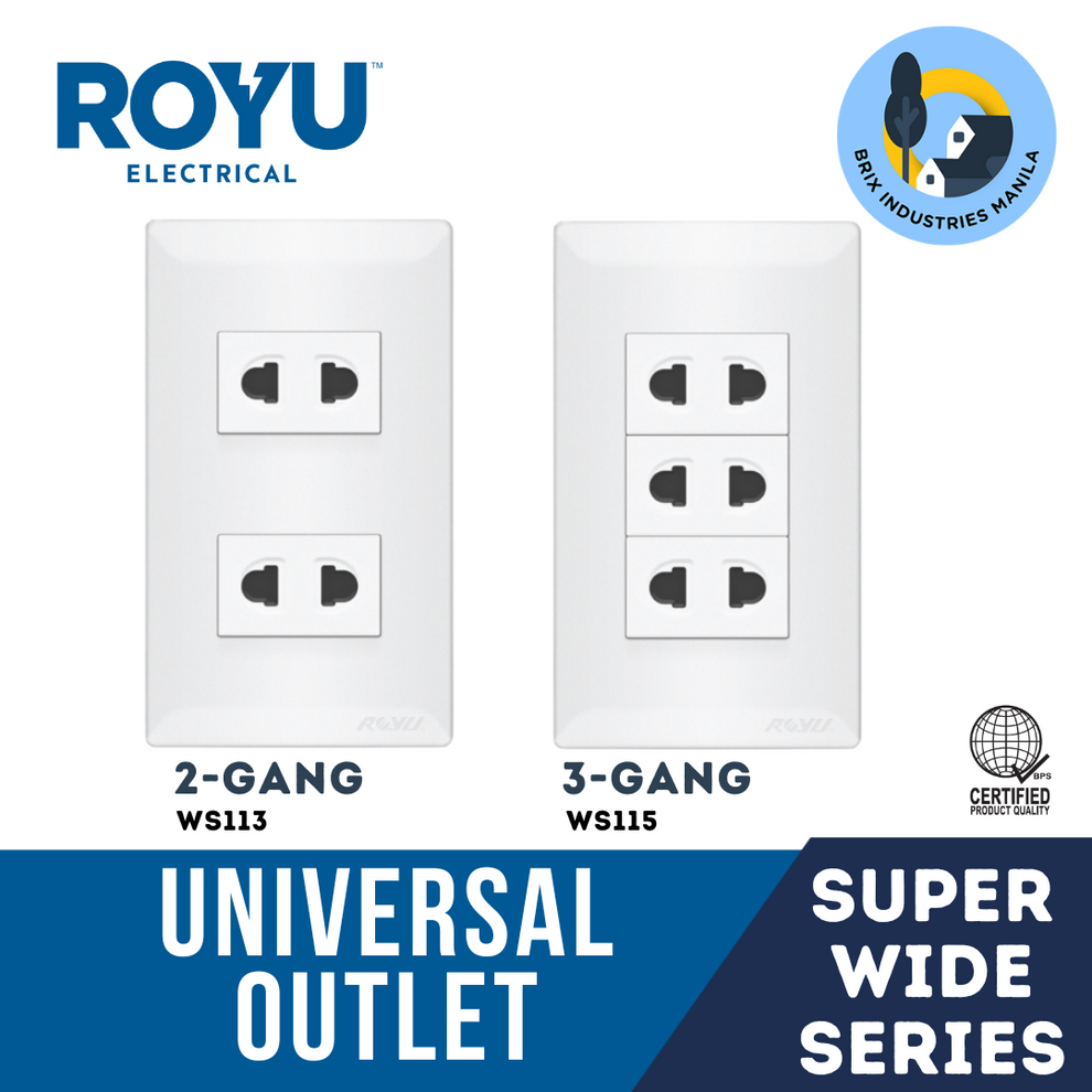 Royu Super Wide Series Universal Outlet Set 2 or 3 Gang WS113 WS115 ...