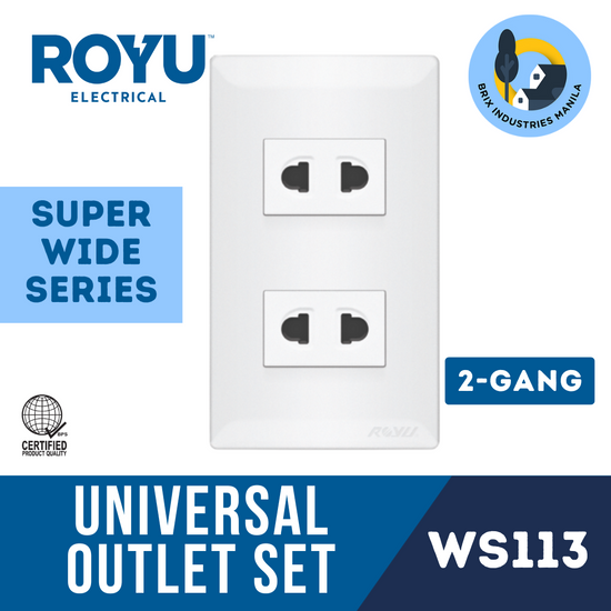 Royu Super Wide Series Universal Outlet Set 2 or 3 Gang WS113 WS115 ...